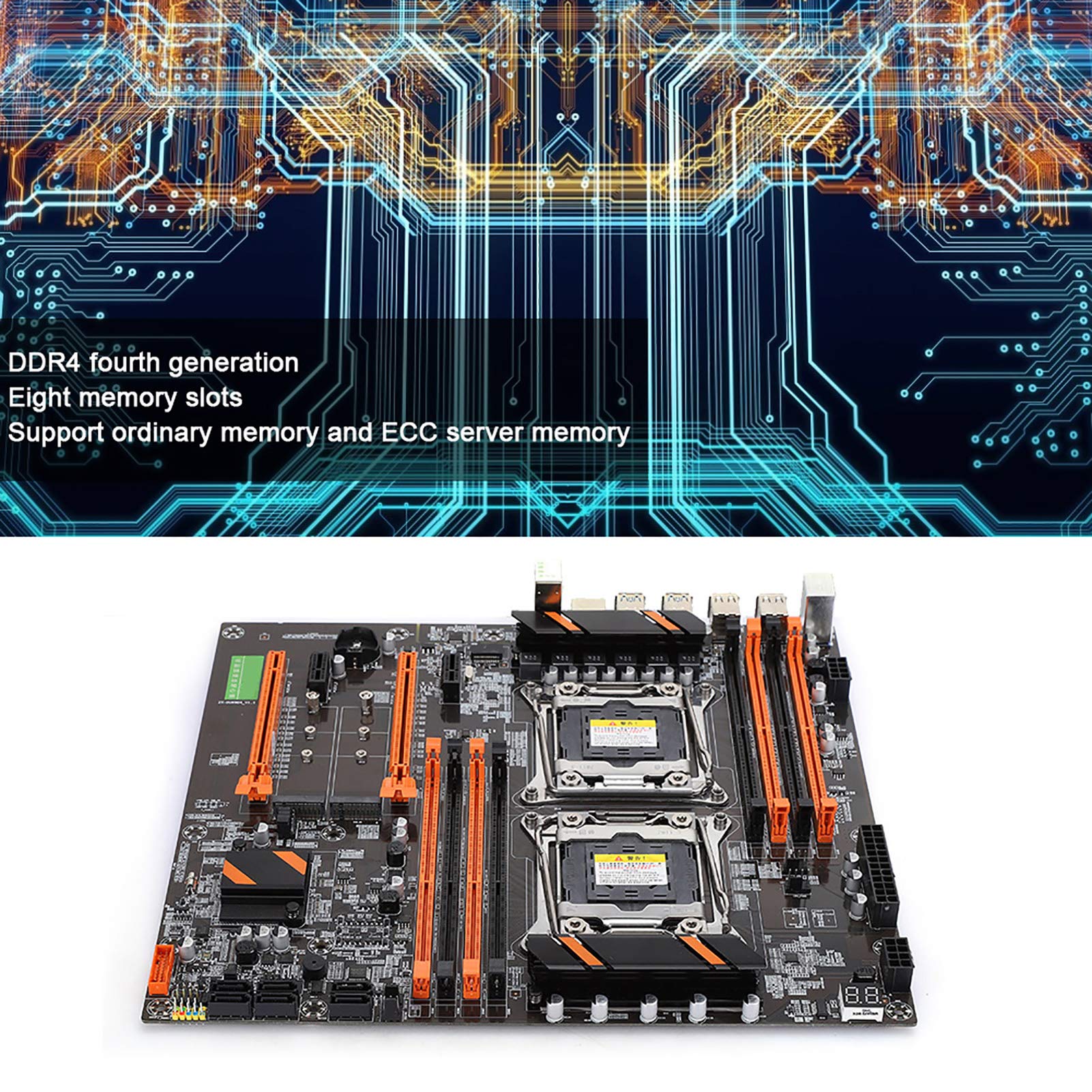 Desktop Motherboard, LGA 2011-3 Socket Desktop Mainboard for Intel x99 Chipset, Support 8 DDR4 DIMM(Single Memory 16G), 6 SATA3.0 Port and 2 NVME M.2 Port