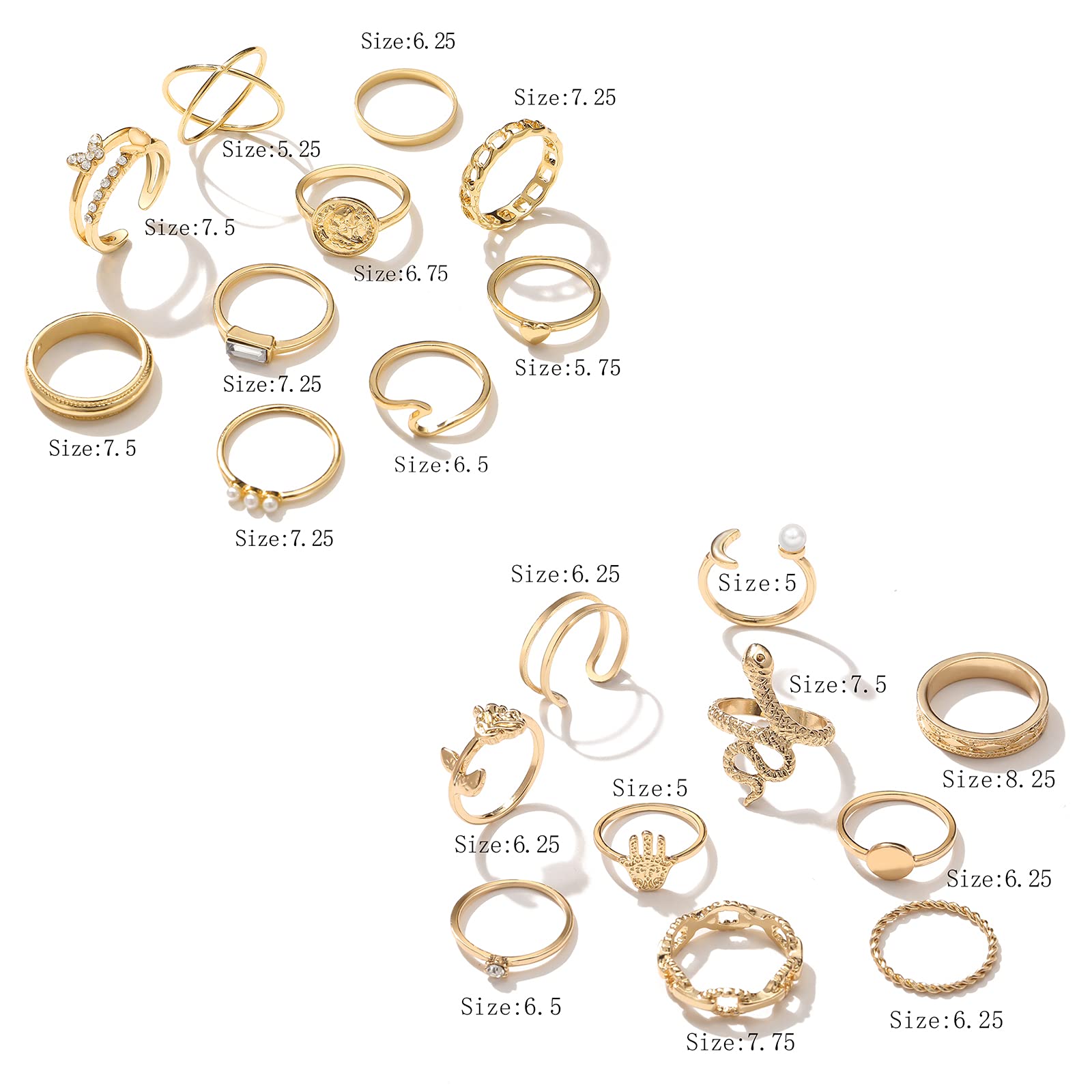 17 MILE Gold Knuckle Rings Set for Women, 10 Pcs Trendy Simple Midi Rings Gold Plated Statement Stackable Rings Pack
