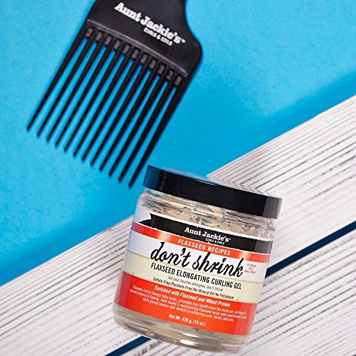 Aunt Jackie's Flaxseed Recipes Don't Shrink Elongating Hair Curling Gel for Natural Curls, Coils and Waves, Helps Prevent Dryness and Flaking, 18 oz