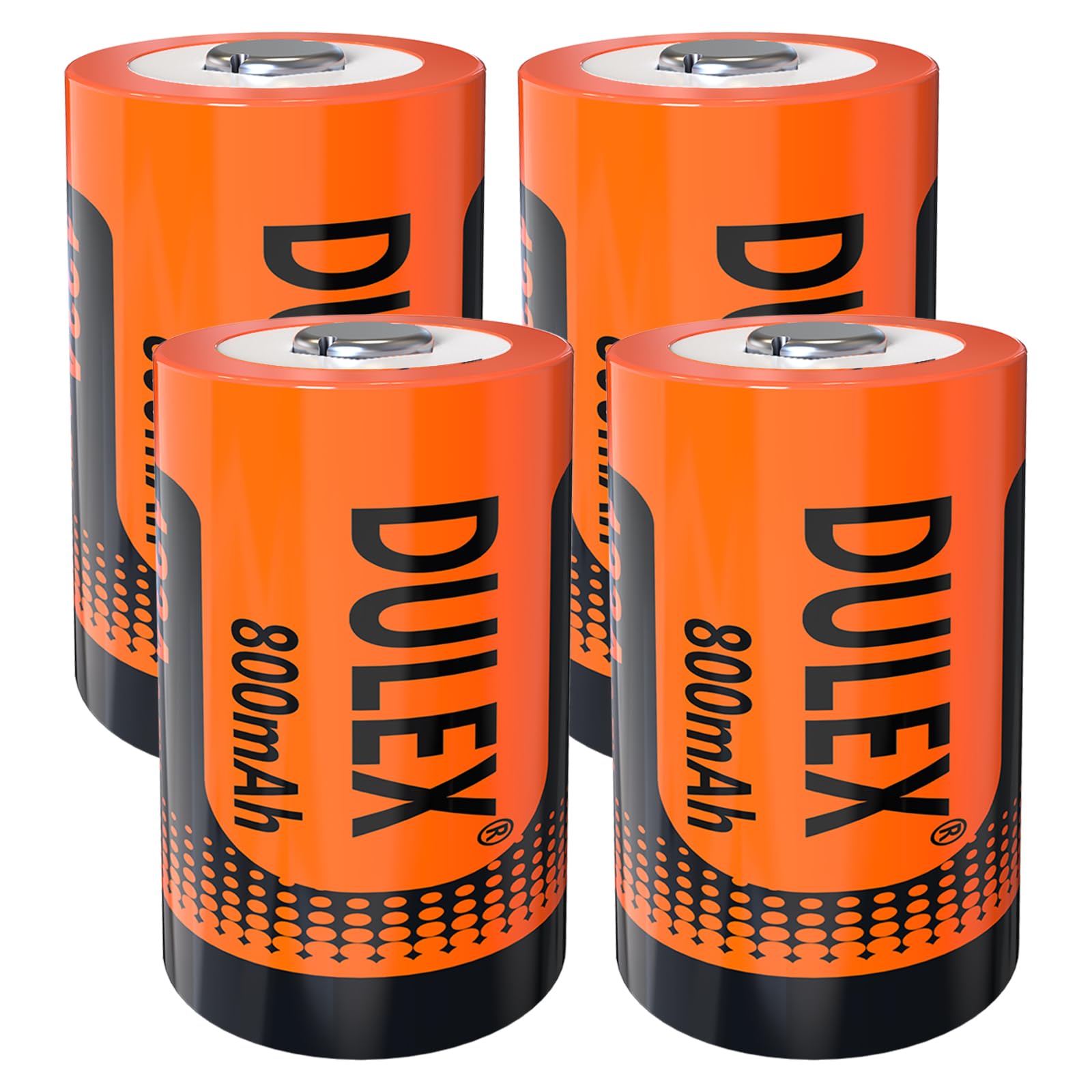 DULEX 4-Pack 3.7V 800mAH 123A Rechargeable Batteries and Charger Replacement 3V CR123A Batteries Compatible with Arlo VMS3130 VMC3030 3200 3330 3430 3530 Security Cameras, Alarm System, Flashlight