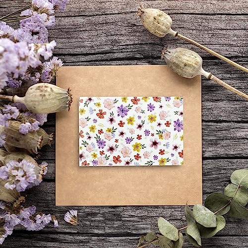 48-Pack All Occasions Cards with Envelopes, 6 Watercolor Floral Peacock Feather Designs, Blank Insides for Anytime, Birthdays, Wedding, 4x6
