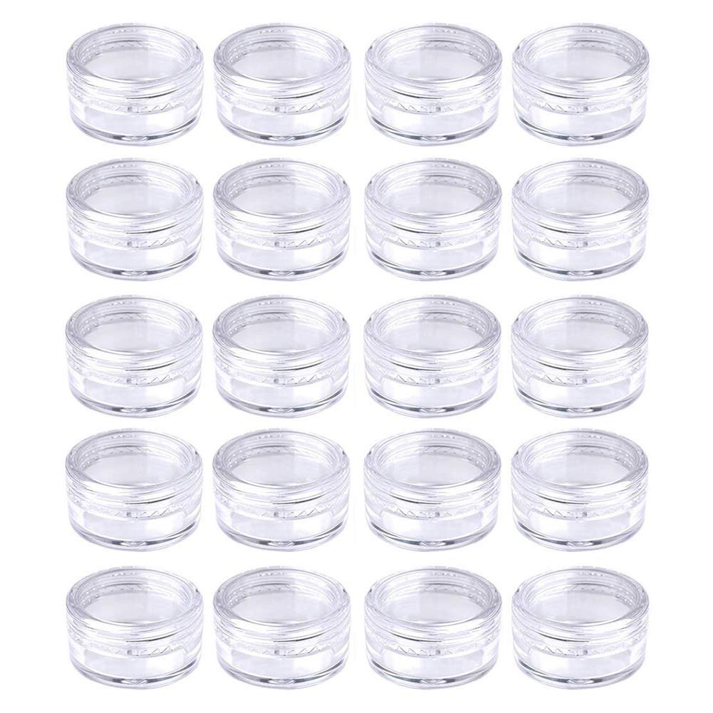Medsuo 20PCS 5ml Clear Sample Pots Empty Small Travel Containers Leak Proof Refillable Cosmetic Jars Makeup Sample Containers with Lid, Storage Pot for Lip Balm Scrub DIY Cosmetic