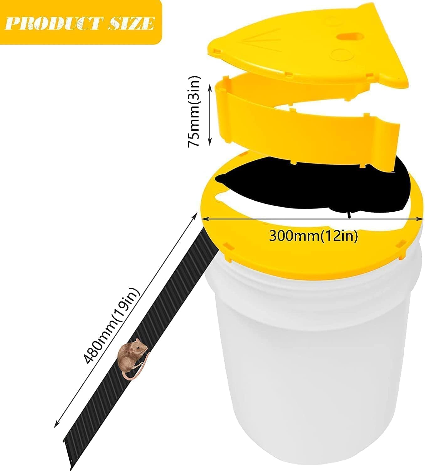 2 Pack Mouse Trap Bucket, Multi-Catch, Auto-Reset Bucket Lid Mouse Trap, Humane or Lethal, Flip Lid Mouse Traps Auto Reset, Indoor Outdoor, 5 Gallon Bucket Compatible (Without Barrel)
