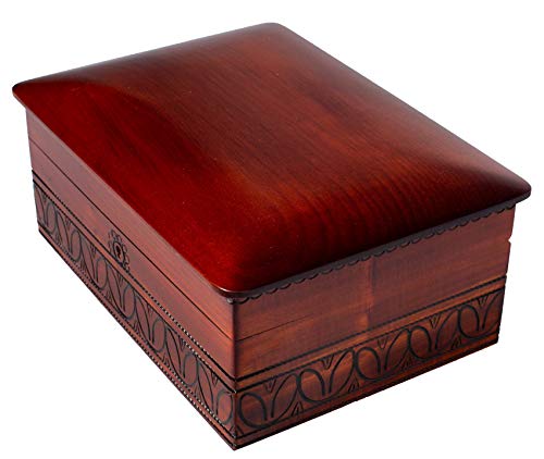 Artisan Owl Polish Heritage Handmade Extra-Large Elegant Slightly Rounded 10 1/2" Wooden Box with Lock and Key for Keepsakes, Love Letters, Jewelry, and Specialty Items