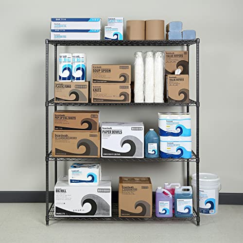 Alera All-Purpose Wire Shelving Starter Kit, Four-Shelf, 60w x 24d x 72h, Black Anthracite Plus