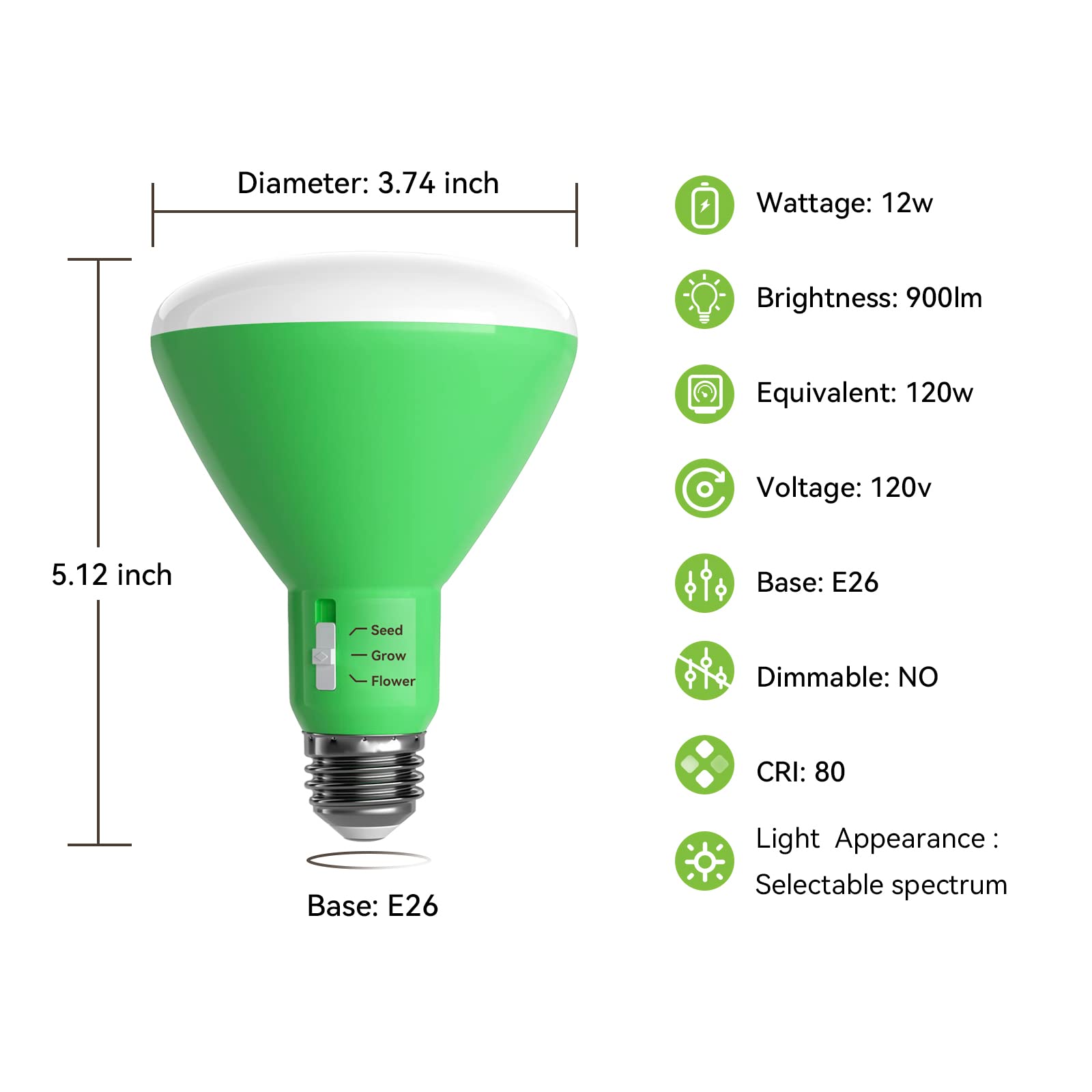 100W Equivalent A19 LED Light Bulbs, 1600 Lumens, 16W, 5000K Daylight White, Non-Dimmable E26 Medium Base, No Flicker, UL Listed (12 Pack)
