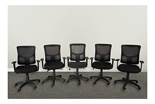 Alera Elusion II Series Mesh Mid-Back Synchro Seat Slide Chair, Supports Up to 275 lb, 17.51" to 21.06" Seat Height, Black
