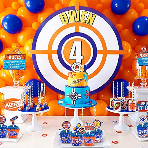 Cracoo Dart War Party Cupcake Toppers Wrappers Kids Birthday Gun Picks Target Bullet Dart War Party Supplies Decoration -48 Piece