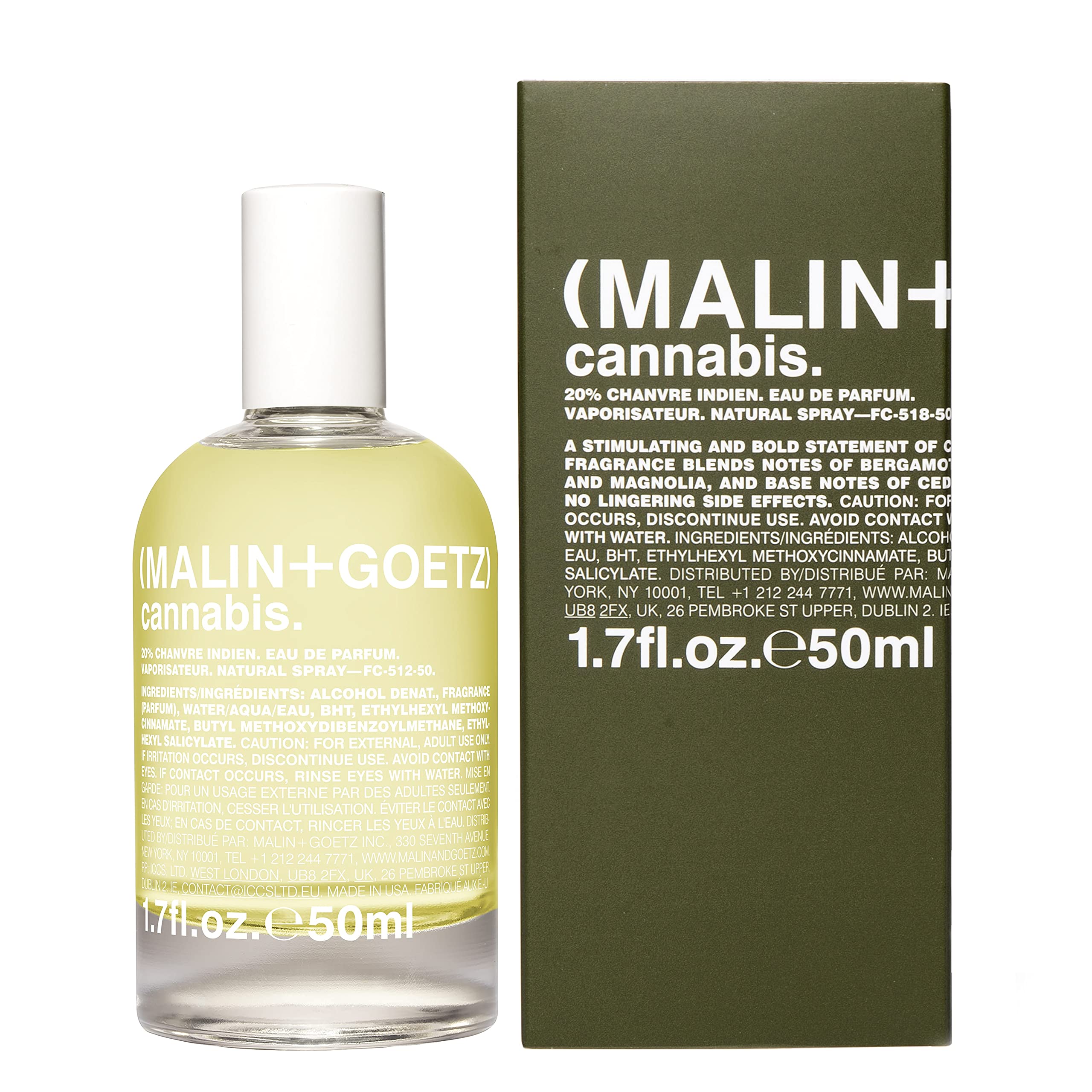 Malin + Goetz Cannabis Eau de Parfum, 1.7 Fl. Oz. – Men & Women's Perfume, Rich & Earthy Fragrance, Scented Perfume, Lingering Smoky Scent, Vegan & Cruelty Free