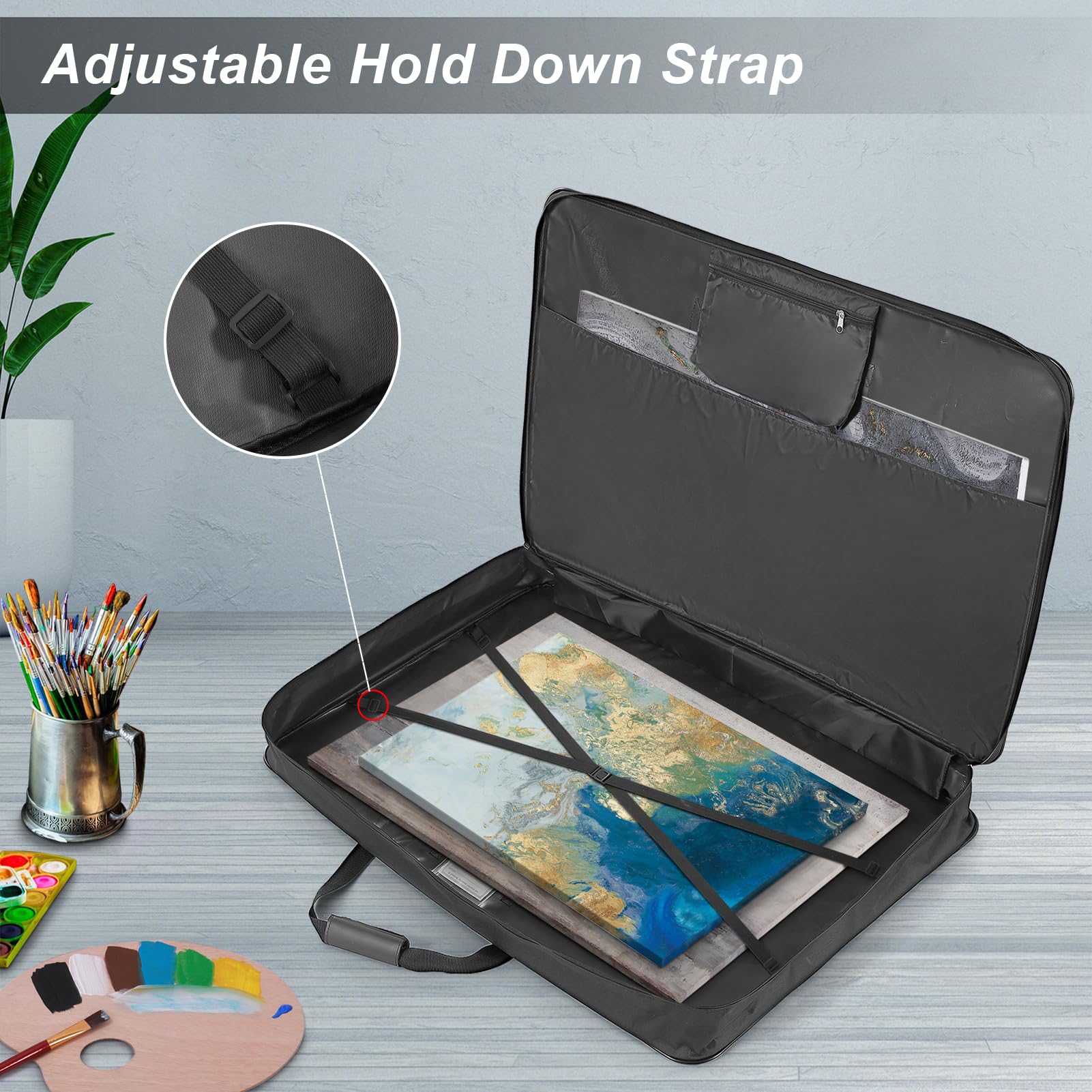 1st Place Products Premium Art Portfolio Case - 24" x 36" - Soft Sided - Foldable - Waterproof & Tear Resistant - Artwork, Photography, Sketch, LCD, Monitor, Solar Panel - Shoulder Straps & Handles