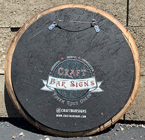 Craft Bar Signs Personalized Whiskey Barrel Head - Custom Hideout - Drinking Bar Sign Man Cave