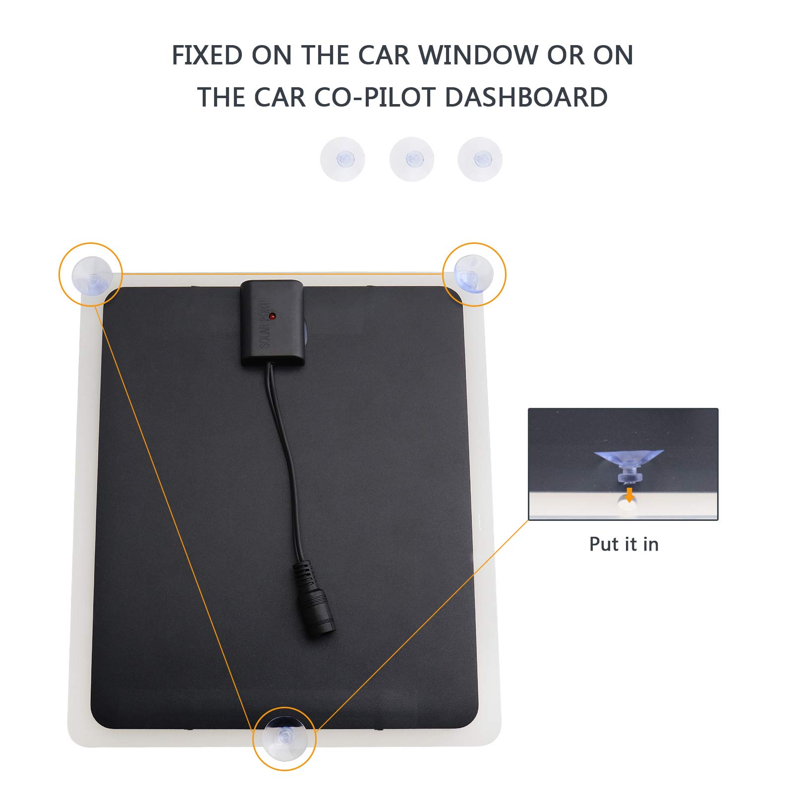 12V DC USB 5V Solar Car Battery Charger Portable SunPower Panel Trickle with Cigarette Lighter Plug Alligator Clip Cables USB Port Outdoor Travel Camping