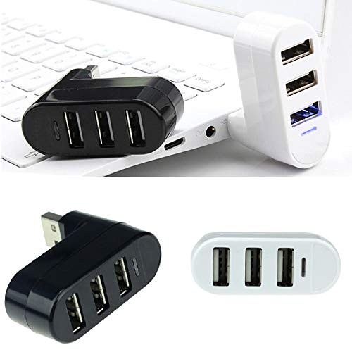 Lysee USB Cables - Multi Function 3 Port USB Hub 2.0 Mini Rotate Splitter Adapter Combo Card Reader Support for Pc Notebook Laptop Computer - (Color: Black, Length: 3 Ports Hub)