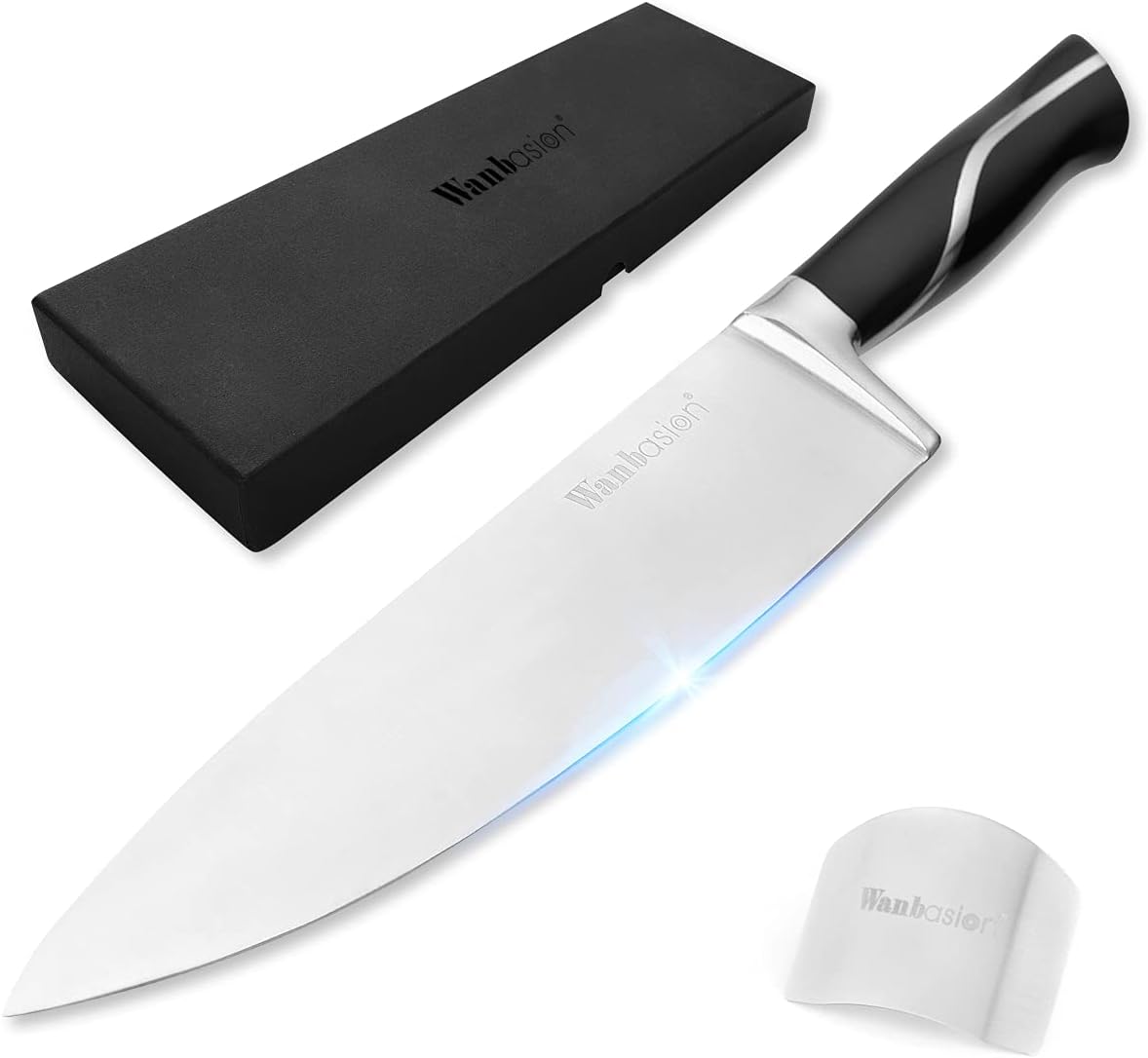 Wanbasion Chef Knife Professional 8 inch, Stainless Steel Kitchen Knife with Finger Guard, Sharp Knife for Cutting Meat