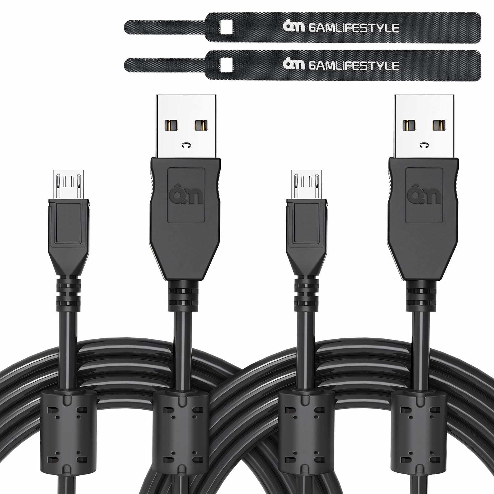 6amLifestyle [2 Pack 10FT] PS4 Controller Charging Cable, Charge and Play, Micro USB Charger High Speed Data Sync Cord for Sony PlayStation 4 PS4 Slim/Pro Controller, Xbox One S/X Controller, Android