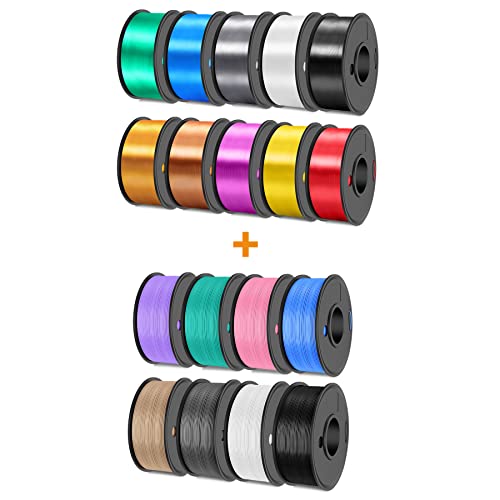 2500g 3D Printer Filament Bundle Multicolor, SUNLU Silk Filament&SUNLU PLA+ Filament, 10 Pack+8 Pack