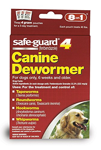 8 in 1 Safe Guard Canine Dewormer for Large Dogs, 4-Gram- 2 Pack ( 2 Pouches per Pack)