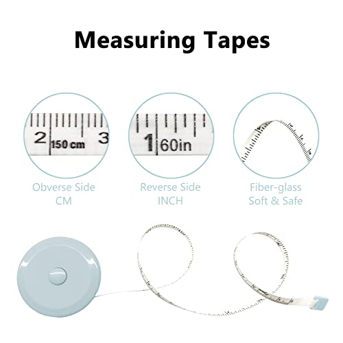 3 Pack Tape Measure Measuring Tape for Body Fabric Sewing Tailor Cloth Knitting Craft Weight LossĀ Measurements Retractable 60-inch 1.5 Meter, Small Push Button Dual Sided Tape Measure Body Measuring