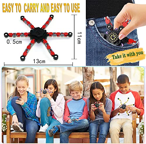 24PCS Fingertip Gyro Fingertip Mechanical Top DIY Deformation Robot Metal Transformable Gyro Spinners Finger Chain Robot Toy Changeable Face Fidget Spinners Octopus ADD ADHD Astium for Kids Adults