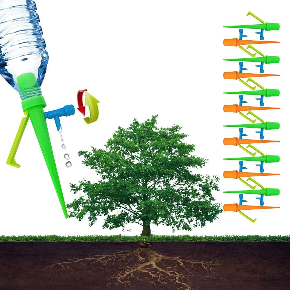 12 Pack Self Watering Spikes, Plant Self Watering Devices, Drip Irrigation Plant Waterer with Slow Release Control Valve Switch, Self Irrigation Watering Drip Devices Suitable for All Bottle