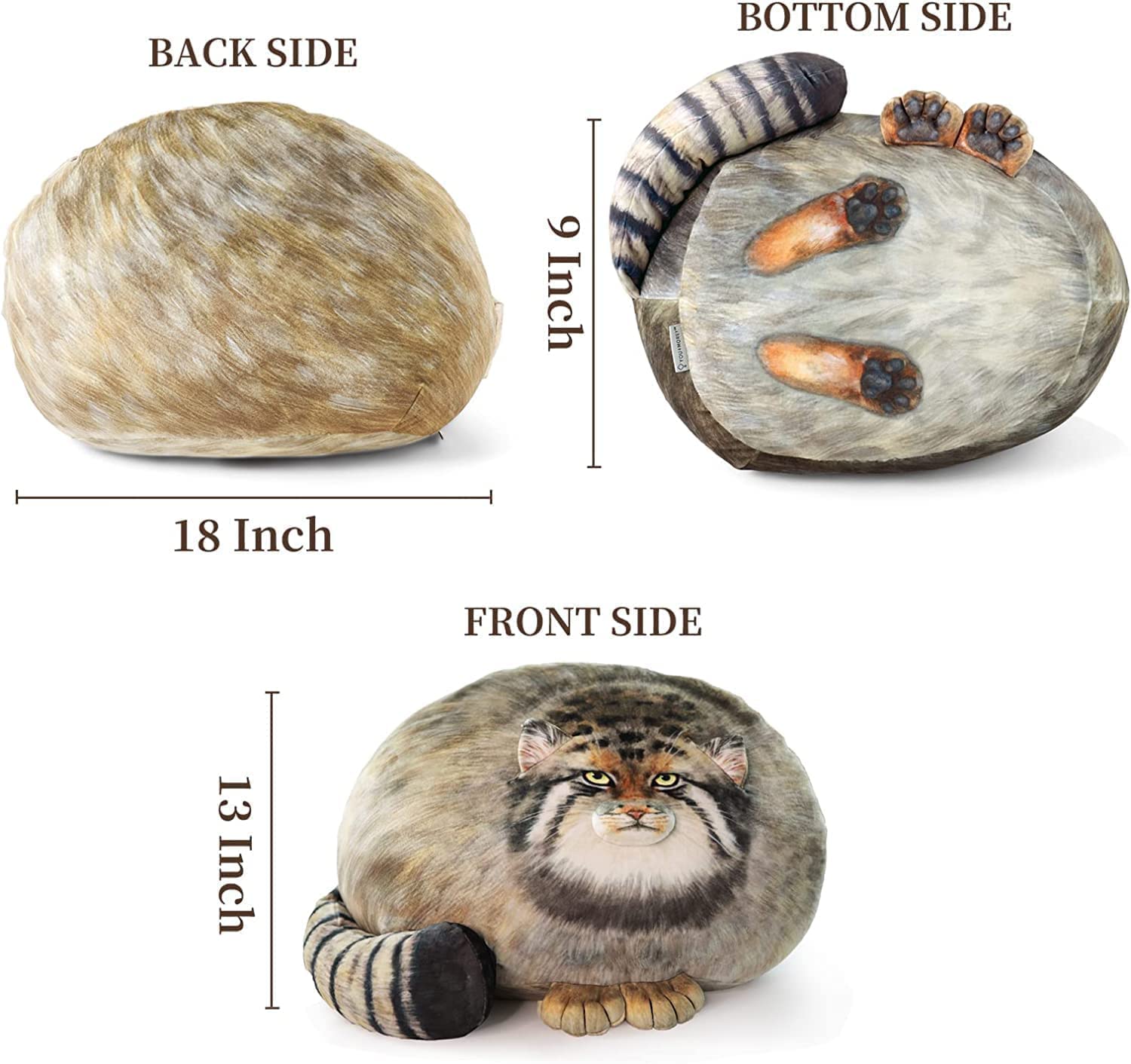 18 in Steppe Cat Pillow, Cat Plush Body Pillow, Cute Stuffed Animals Soft Plushies, Kitten Plush Throw Pillow Doll Big Plush Toys Gift for Girls Boys Girlfriend (Cat)