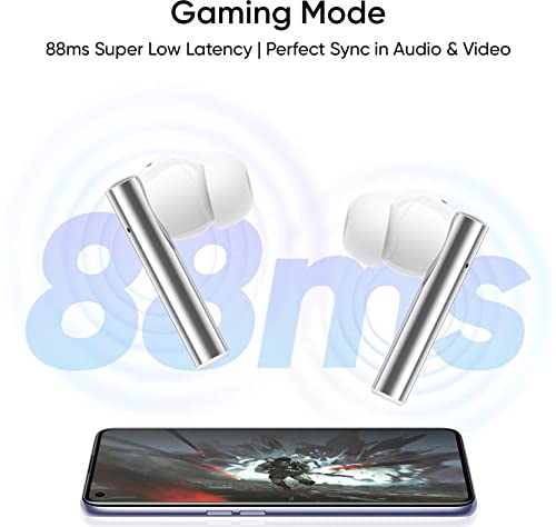 realme Active Noise Cancelling Wireless Earbuds, Buds Air 2 Hybrid ANC in Ear Headphones, Bluetooth 5.2 IPX5 Stereo Earphones, 10mm Hi-Fi Bass Boost Driver, USB C, Smart Touch Control, White