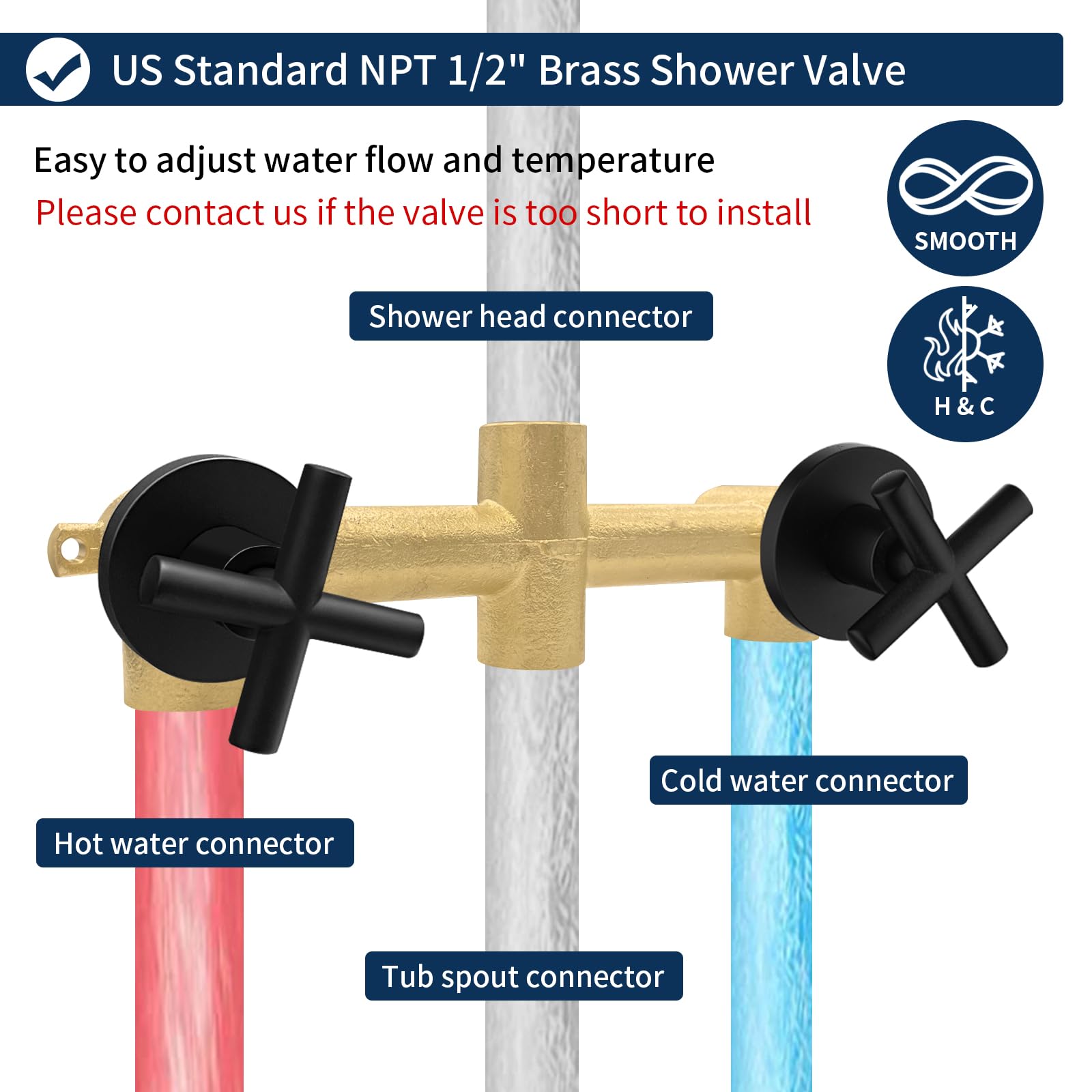 2 Handle Shower Faucet Set with Tub Spout Bathtub Shower Faucet Combo Set Shower System Complete Tub and Shower Trim Kit Matte Black Wall Mounted Shower Fixtures
