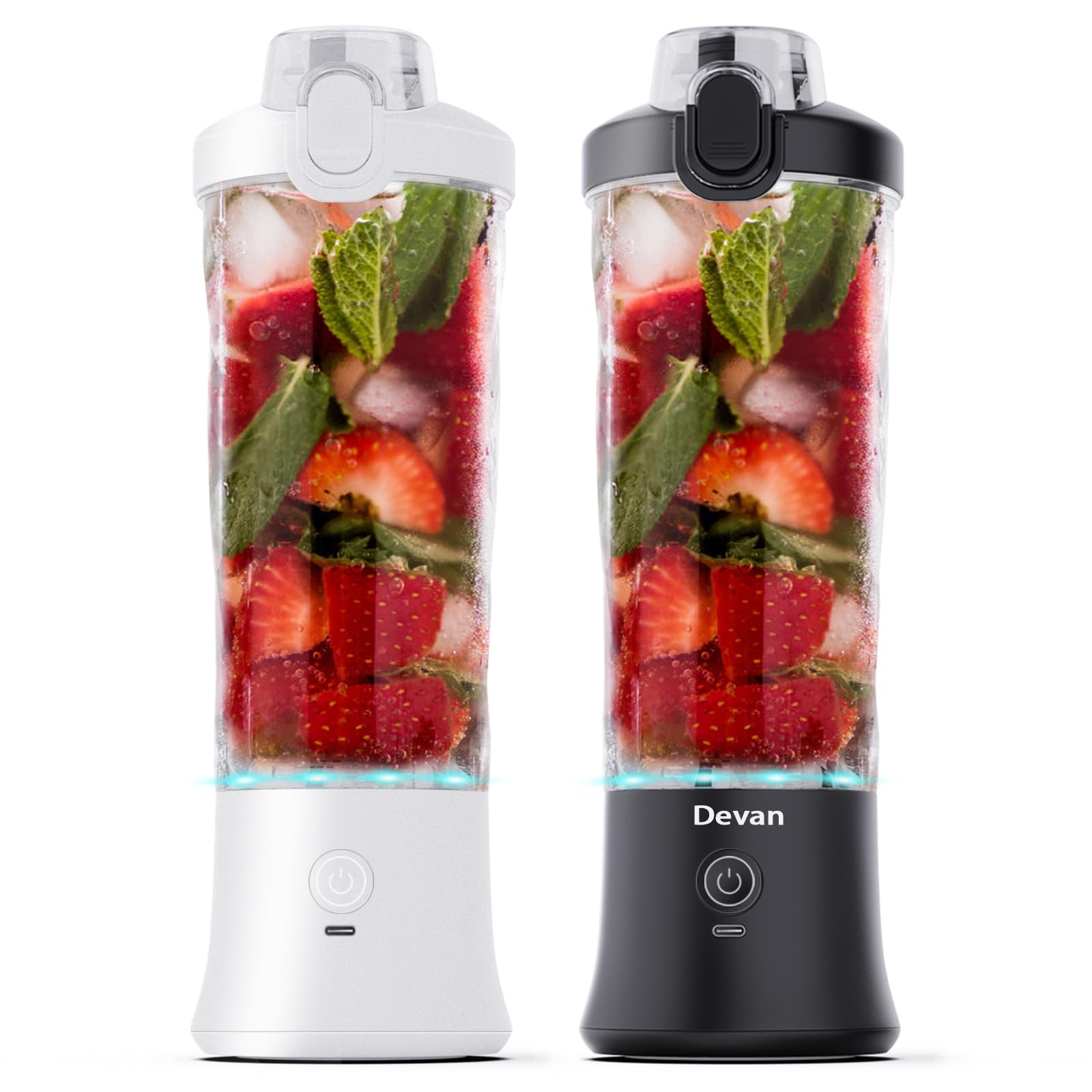 2 Pack Portable Blender,270 Watt for Shakes and Smoothies Waterproof Blender USB Rechargeable with 20 oz BPA Free Blender Cups with Travel Lid.