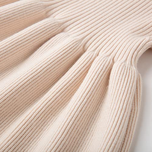 Curipeer Infant Toddler Girls Sweater Dresses Long Sleeve Ribbed Knit Pullover Ruffle Cozy Dress 4T