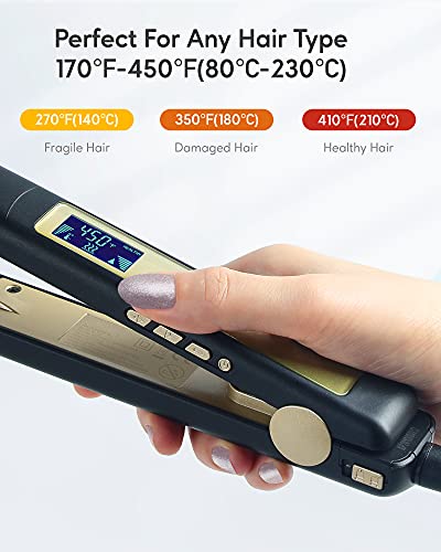 Professional Hair Straightener Titanium Flat Iron for Hair Makes Hair Shiny Dual Voltage Flat Iron Heats up Fast, Black