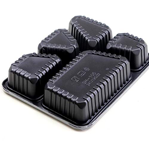 Hemoton 30pcs Disposable Bento Box 5 Compartment Meal Prep Container with Lid Microwave Heating Food Box for Home Restaurant (Black)