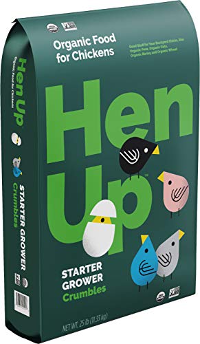 Hen Up Organic | Starter Grower Crumbles - Non-GMO Baby Chick Food | 25 Pound (25 lb) Bag