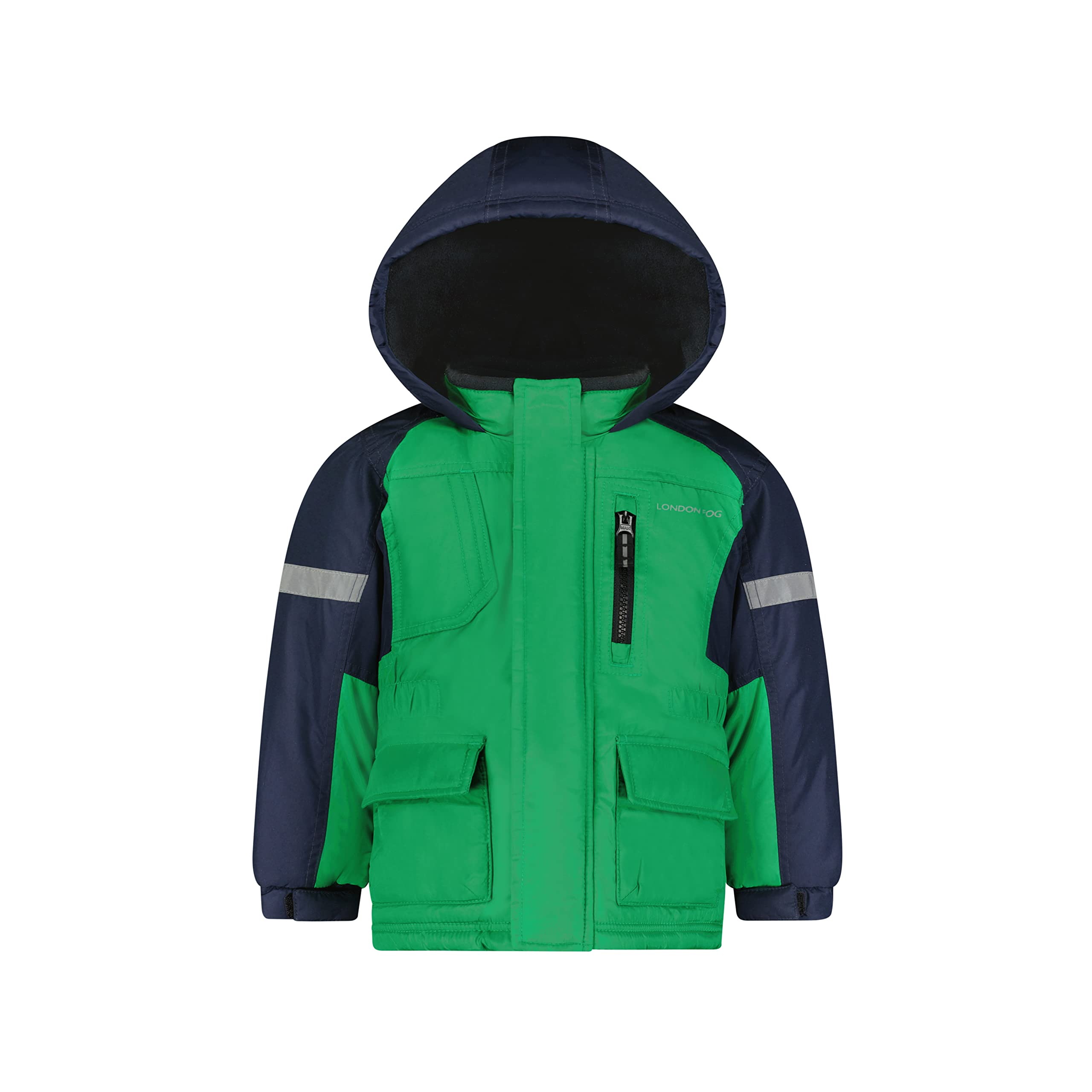 London Fog Baby Boys' Two-Piece Ski Jacket and Snowbib Snowsuit Set, Bright Green, 24 Months