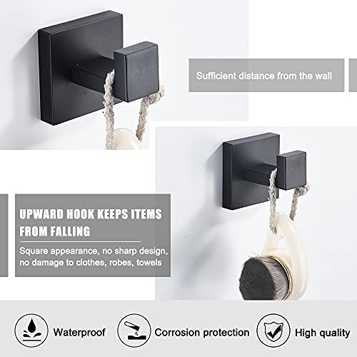 4-Piece Bathroom Hardware Accessories Set, Towel Bar Sets Include Towel Bar Towel Holder Toilet Paper Holder Towel Hook,16 inch Bath Accessories Kit,Matte Black
