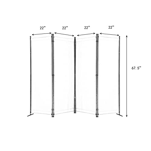 GOJOOASIS 4 Panel Room Divider Folding Privacy Screen Home Office Dorm Decor (Grey)