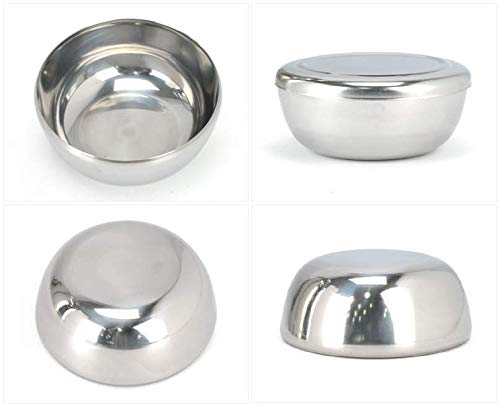 SoltreeBundle Set of 5, Korean Stainless Steel Rice Bowl with Lid Set, Korean Kitchen Restaurant, Multi-Purpose Stainless Steel Hygienic Sanitary Bowl + Lid Set