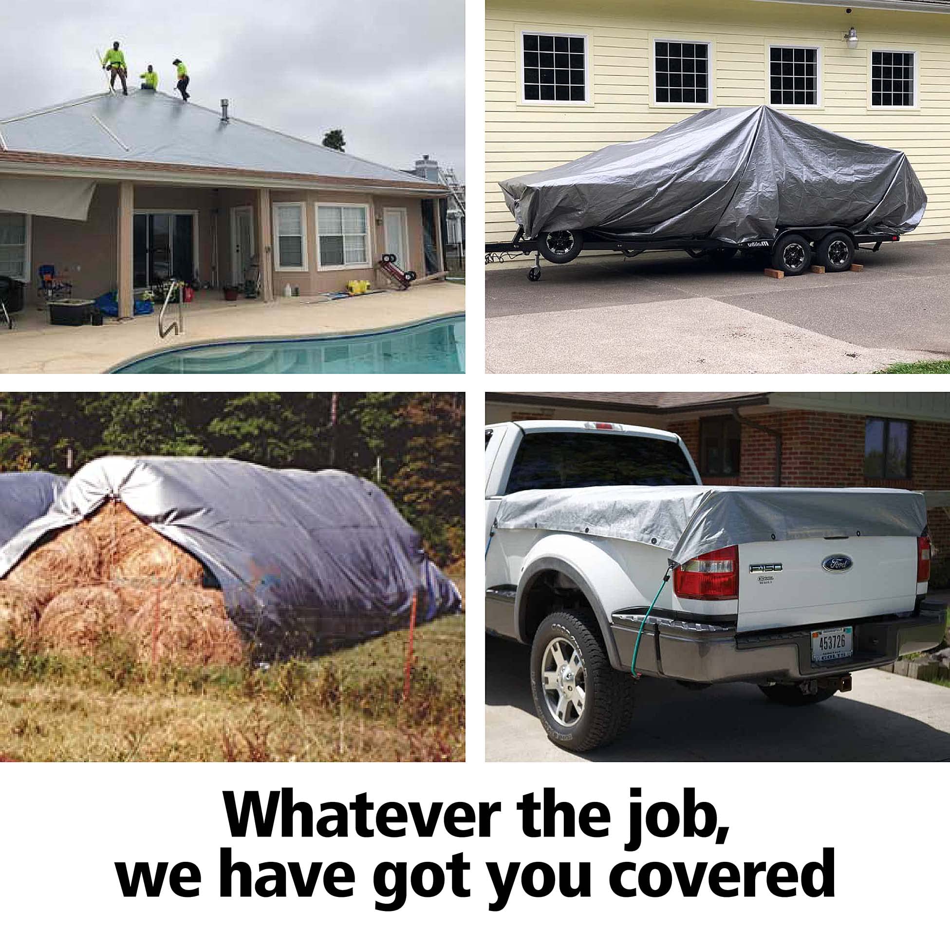 12x16 Heavy Duty Tarp, 10 Mil Thick, High Durability, Tear & Fade Resistant, UV Treated, Grommets Every 18 Inches (12' x '16')