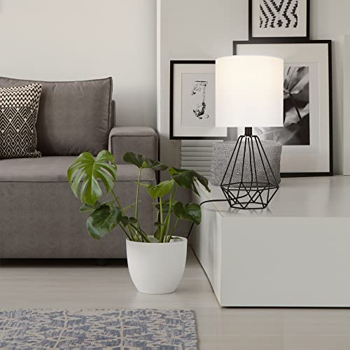 Catalina 22771-001 Mid-Century Modern Open Metal Cage Table Desk Lamp, 17.25", Matte Black