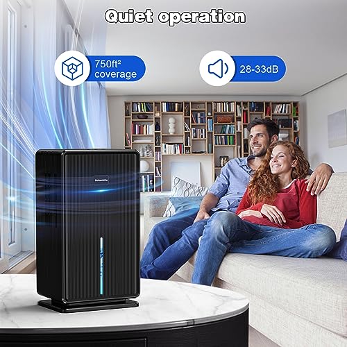 101oz Dehumidifiers for Home, Tiluza 750 sq ft Small Dehumidifier with 7 LED Colors and 2 Working Modes, Auto-off Dehumidifiers for Bedroom Bathroom Basements Closet RV