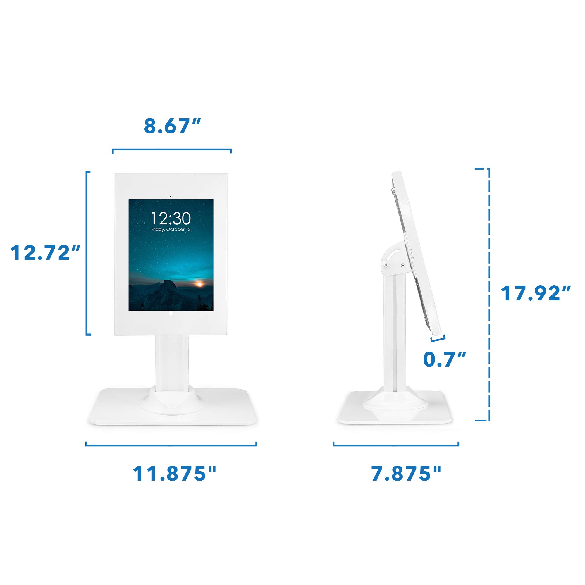 Mount-It! Anti-Theft Kiosk Stand for iPad, iPad Pro, iPad Air, Samsung Tab A | Secure iPad 10.2 Retail Kiosk | Locking Counter-Top Tablet Stand Compatible with 10.2 and 10.5" Tablets, White