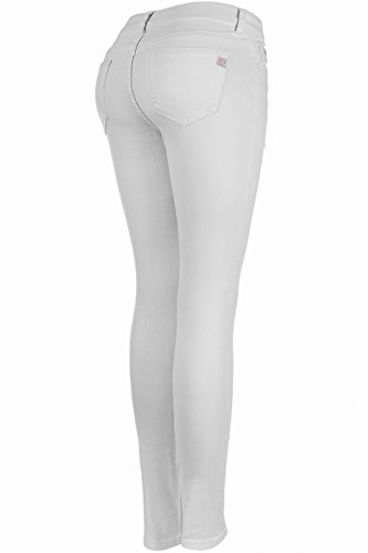 2LUV Women's Stretchy 5 Pocket Destroyed White Skinny Jeans, Size-7, White1