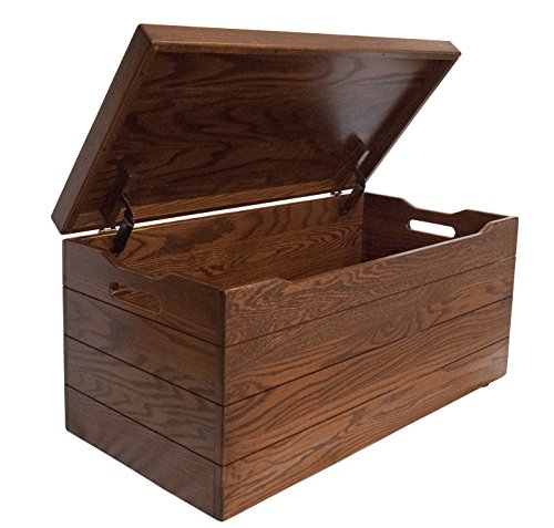 36” Wooden Storage Chest – Handmade Amish Hope Chest – Storage Trunk w/Anti-Slam Hinges – Solid Wooden Chest w/Handles – Clothing, Keepsake & Blanket Chest (Oak Wood, Michaels Stain, 36”)…