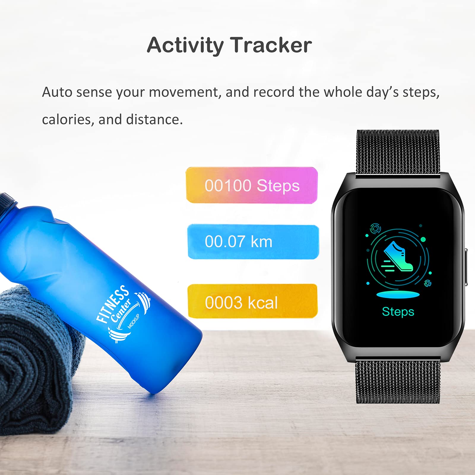 MBHB Smart Watch with Make, Answer, Refuse Call, Portable Music Player, Fitness Tracker with Heart Rate Monitor, Sleep Tracker Steps Counter for Men Women, Black