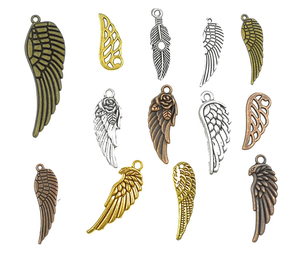 100 Grams Assorted Feather And Wing Punk Steampunk Charm Pendant Connector for DIY Necklace Bracelet Jewelry Making Findings
