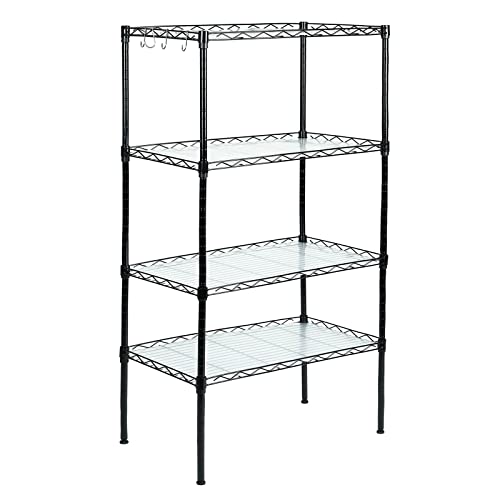 4-Shelf 5-Shelf Adjustable Wire Shelving Unit,Metal Storage Racks Utility Racks, Height Household Type Heavy Duty Storage Shelving for Kitchen, Bedroom, Bathroom and Garage, Black (5-Tier)(4-Tier)