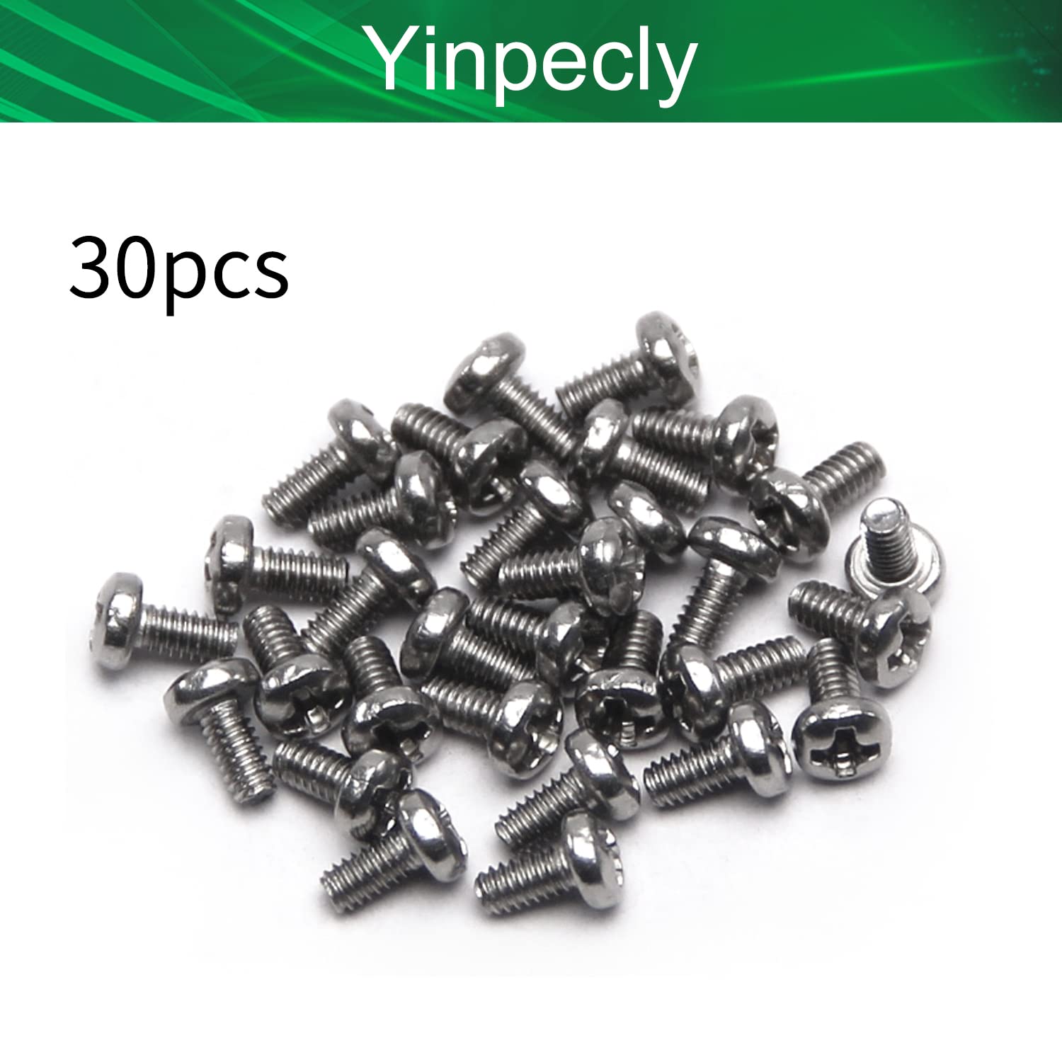 Yinpecly M2-0.4 x 4mm Machine Screws Metric Pan Head Phillips Drive Cross Head Screw 304 Stainless Steel Full Thread Fasteners Bolts Silver Gray 30Pcs Electrical Screws