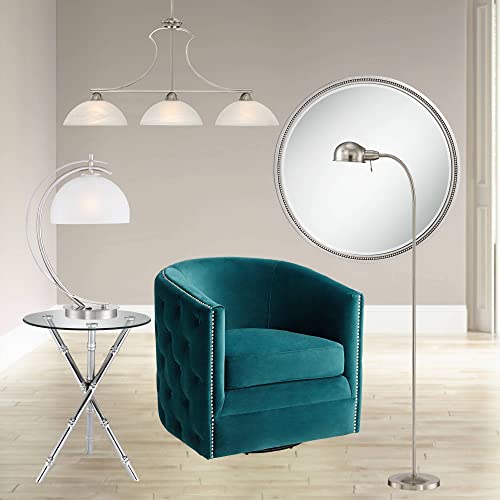 360 Lighting Ridley Modern Standing Task Floor Lamp 61" Tall Satin Nickel Silver Adjustable Gooseneck Arm Bright Lighting for Living Room Reading House Decor Bedroom Home
