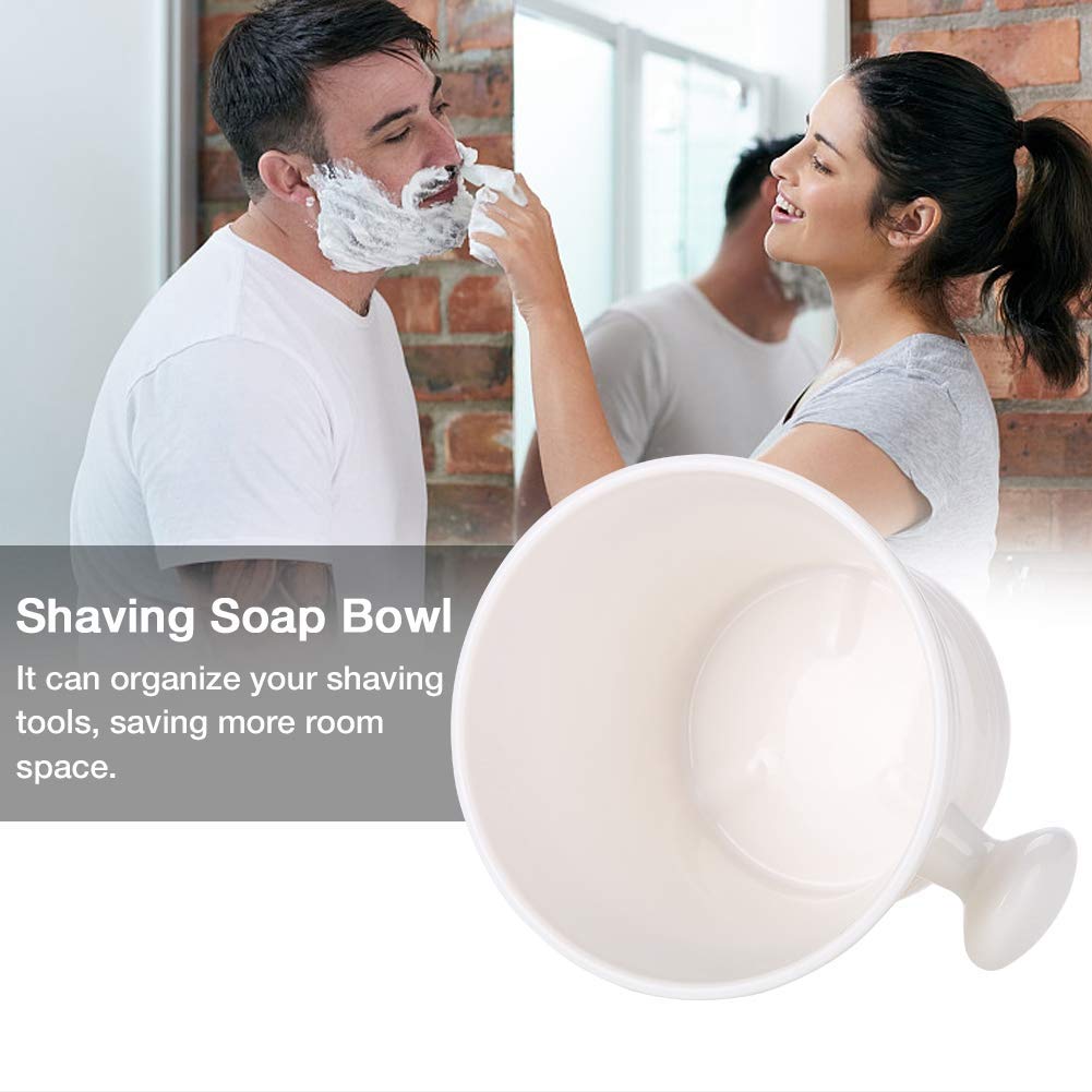 2 Colors Plastic Shaving Soap Bowl Foam Shaving Soap Cream Bowl with little handle Shaving Bowl for Men, Traditional Wet Shaving Factory Shaving Mug (White)