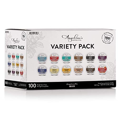 Angelino's Coffee Variety Pack, 100 ct with 12 different Coffee Pods for Keurig K-cup Coffee Maker