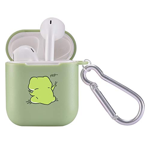 MAYCARI Cute Frog Case for AirPods 2&1 with Keychain,(Green) Animals Design Protective Soft TPU Cover Compatible with Apple AirPods Charging Case for Girls&Boys